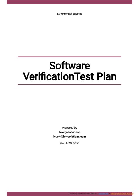 Software Validation Plan Template