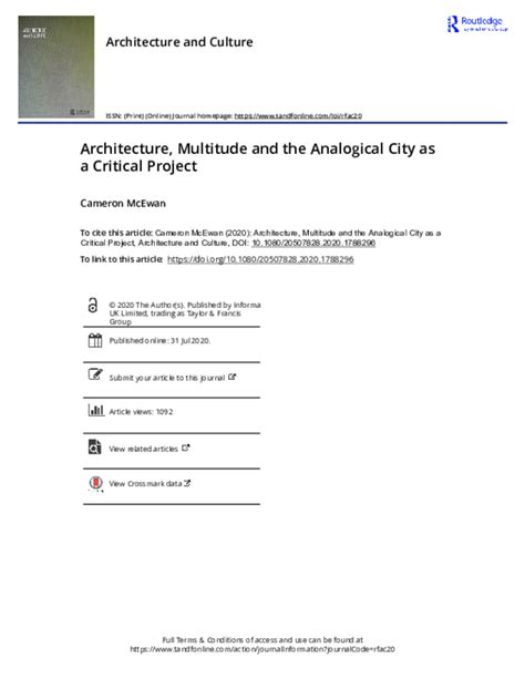 Pdf Architecture Multitude And The Analogical City As A Critical Project