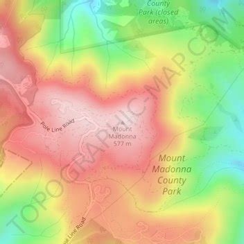 Mount Madonna Topographic Map Elevation Terrain