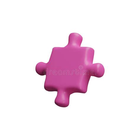 Pink Puzzle Piece 3d Cartoon Plastic Style Vector Icon Abstract Jigsaw Detail Logic Game Toy