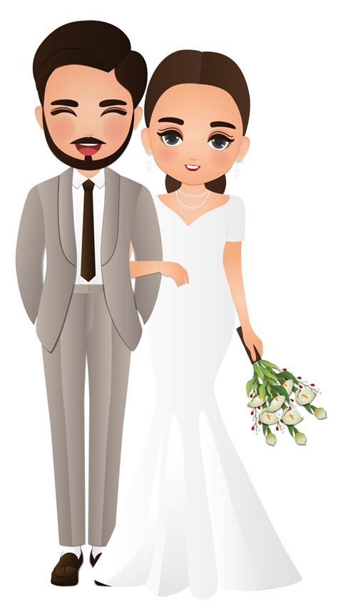 Boda Invitación Tarjeta El Novia Y Novio Linda Pareja Dibujos Animados Personaje 27853426 Png