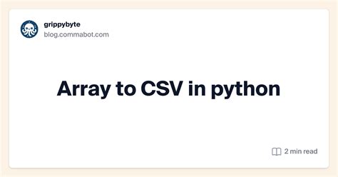 Array To Csv In Python