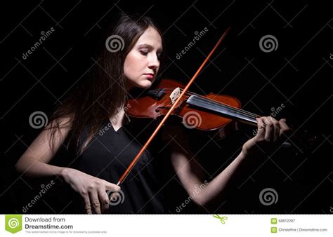 Brunette Woman Playing On Fiddle Stock Image Image Of Fiddle Music