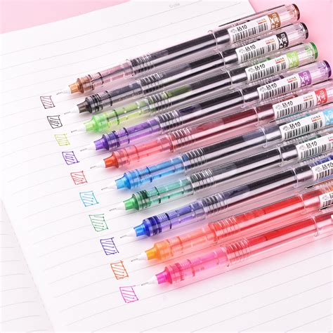 白雪x55直液式走珠笔0 5mm针管型中性笔彩色水性笔黑蓝红笔考试专用手账笔套装糖果色办公用品学生文具签字笔 虎窝淘