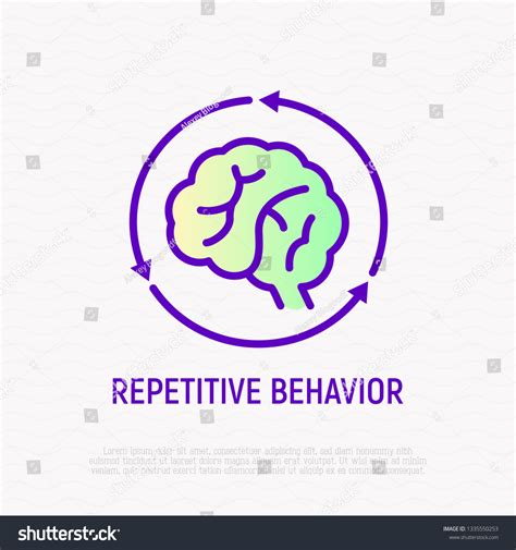 Repetitive Behavior Human Brain Arrows Thin เวกเตอรสตอก ปลอดคาลขสทธ