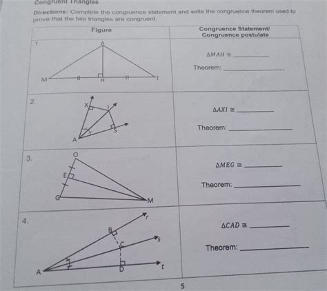 Solved Congruent Triangles Directions Complete The Congruence