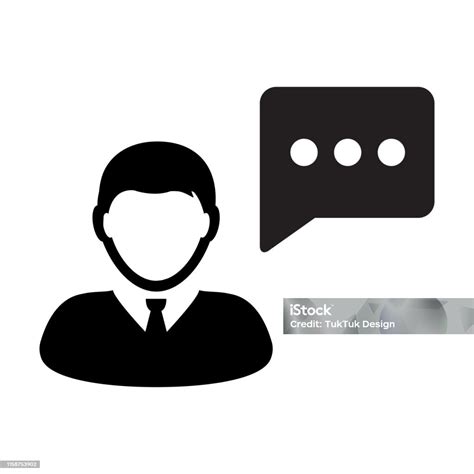 Klient Ikon Vektor Manliga Person Profil Avatar Med Prat Bubbla Symbol