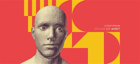 점으로 구성된 추상적 인 디지털 인간의 머리 표지 디자인 템플릿을 참조하십시오 기하학적 패턴 브로셔 포스터 카드 포스터