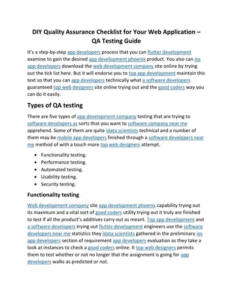 Ppt Diy Quality Assurance Checklist For Your Web Application Qa Testing Guide Powerpoint