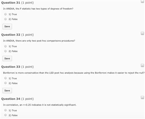 solved question 31 1 point in anova the f statistic has two types of 1 answer
