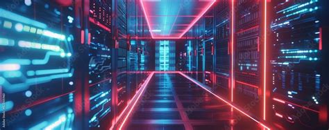 An Image Of A Server Room With Data Forms And Processing Elements