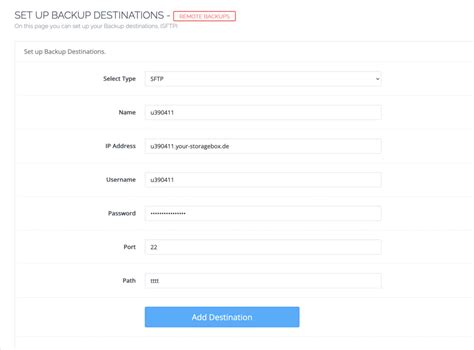 add destination scheduled local sftp remote backups knowledge base