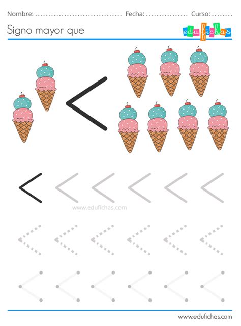 Mayor Que Menor Que Fichas Para Niños Con Signos Menor Y Mayor