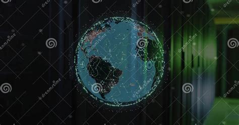 Image Of Globe With Connections Over Computer Server Stock Illustration Illustration Of People
