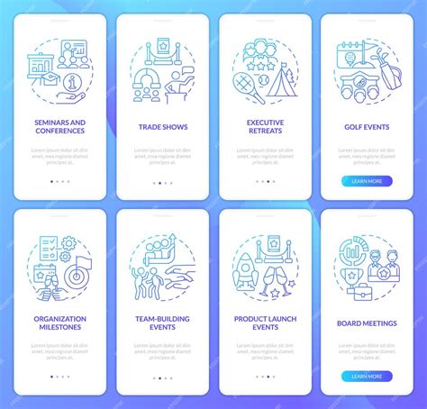 Premium Vector Types Of Corporate Events Blue Gradient Onboarding