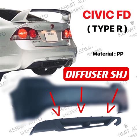 Civic Fd Fd2 Rear Diffuser Sahaje Material Pp Copy Ori Js Racing