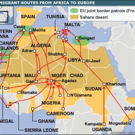 Frontex Map Showing Shifts In Main Migratory Flows Color Figure