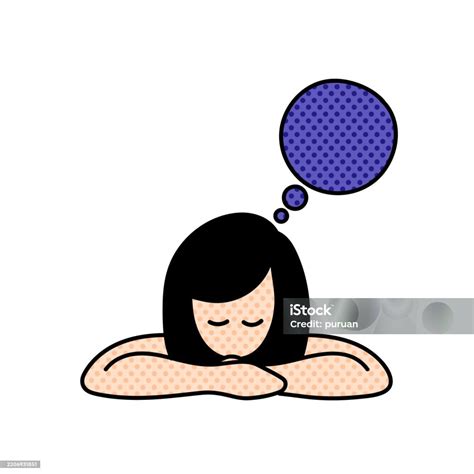 여자는 하프 톤 손으로 그린 컬러 벡터 일러스트 레이 션을 생각 기포에 대한 스톡 벡터 아트 및 기타 이미지 기포 낙서 드로잉 대화 풍선 문자 기호 Istock