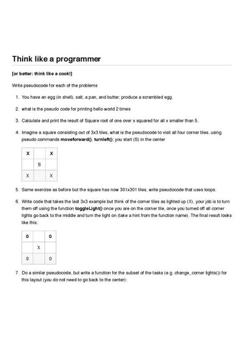 Hello World Pdf 184512 Exercises Pseudocode