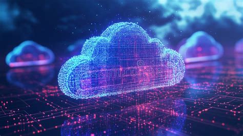 Abstract Digital Cloud Network Data Technology Concept Futuristic Digital Cloud Computing Server