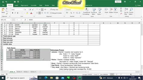 Contoh Soal Latihan Dasar Excel Youtube
