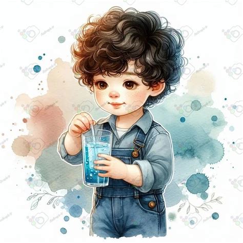 خرید و قیمت بک گراند کودکانه پسر کوچولوی دوست داشتنی با لیوان آب در دست کد 42327 ویژه عکس گراف