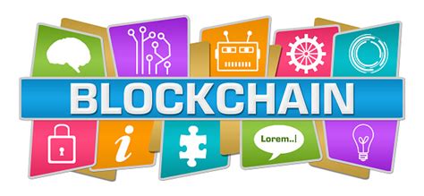 blockchain colourful squares technology top bottom stock illustration download image now