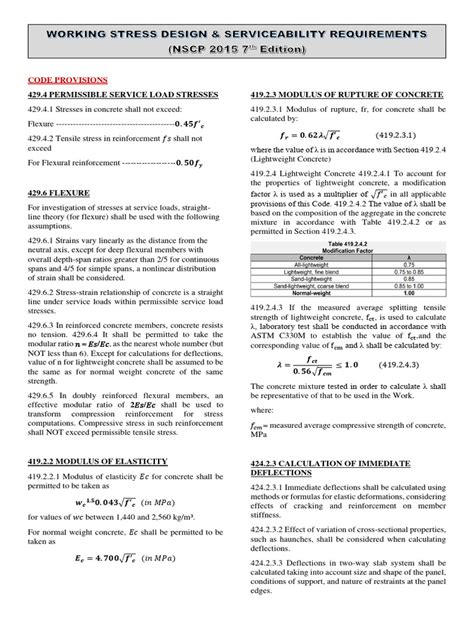 Working Stress Design And Serviceability Requirement Pdf Youngs Modulus Strength Of Materials