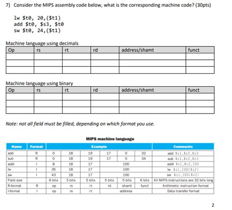 Solved 7 Consider The Mips Assembly Code Below What Is The