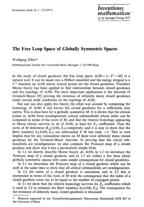 Pdf The Free Loop Space Of Globally Symmetric Spaces