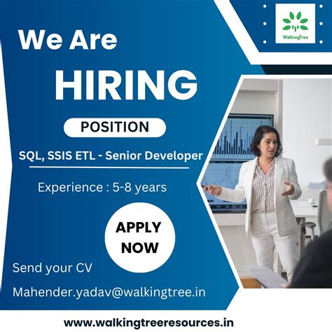 Walkingtree Resources Pvt Ltd On Linkedin Seniordeveloper Ssis Sql Etl Sqldeveloper