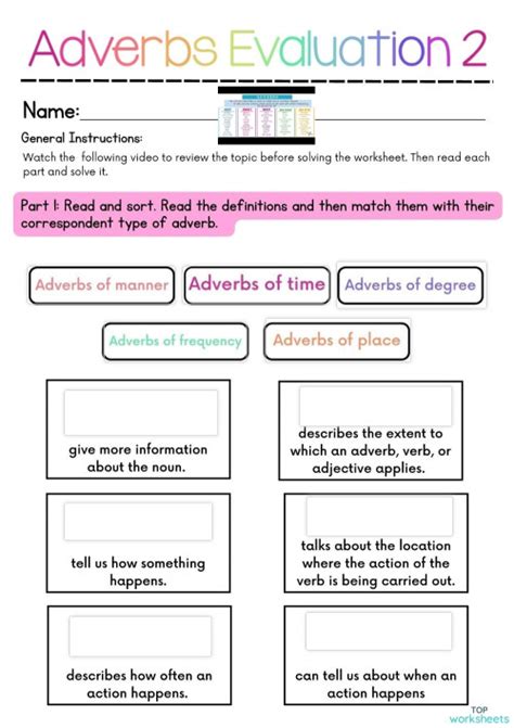 Adverbs Evaluation 2 Interactive Worksheet Topworksheets