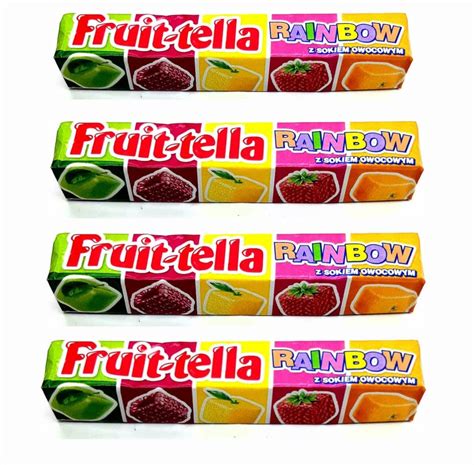 Fruit Tella Rainbow Chewy Candy with Fruit Juice 41g/1.44oz (Pack of 4 ...