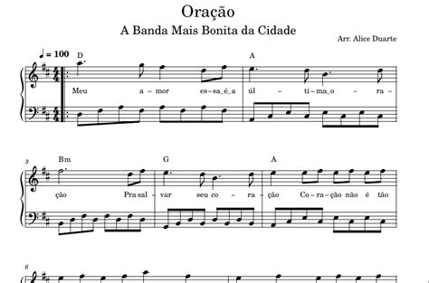 Oração A Banda Mais Bonita Da Cidade Partitura Para Piano Ali