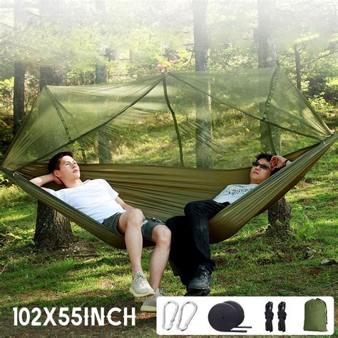 Camping Hammock With Mosquito Net Lightweight Nylon Portable Hammock Hammocks With 2 Flat Rope