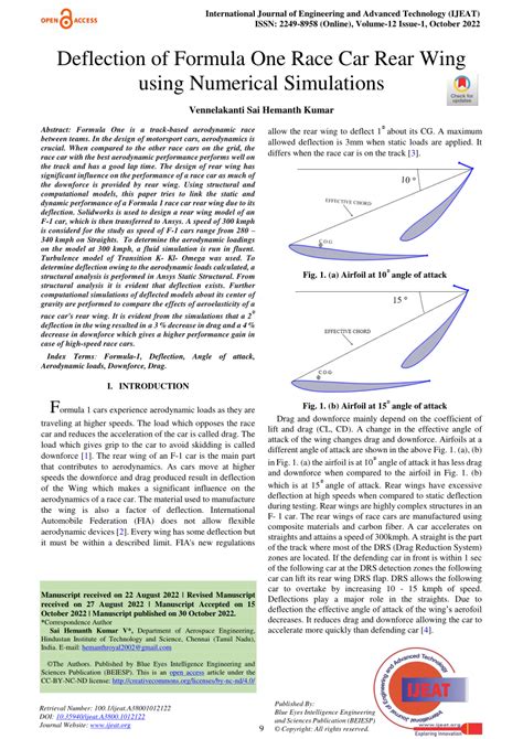 Pdf Deflection Of Formula One Race Car Rear Wing Using Numerical