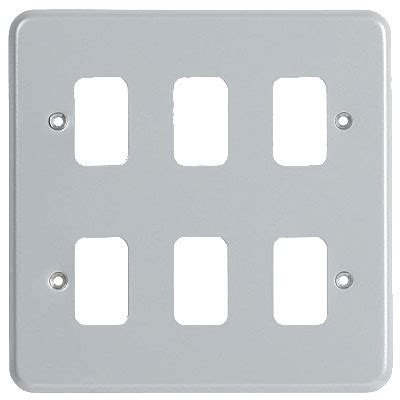 MK Grid Plus K3496ALM 6 Gang Grid Front Plate Metalclad PEC Lights Online Grid Switches And