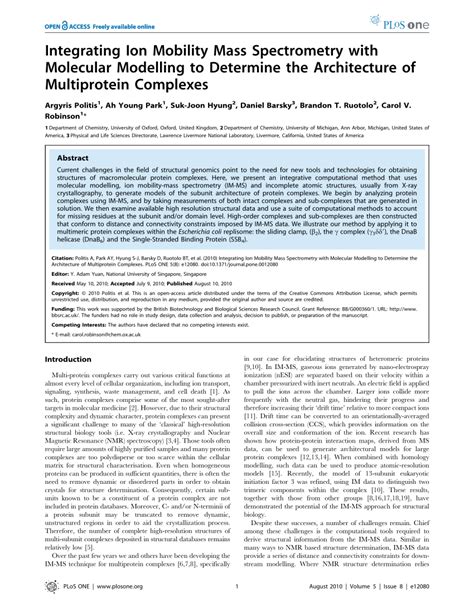 Pdf Integrating Ion Mobility Mass Spectrometry With Molecular Modelling To Determine The