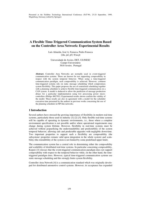 Pdf A Flexible Time Triggered Communication System Based On The