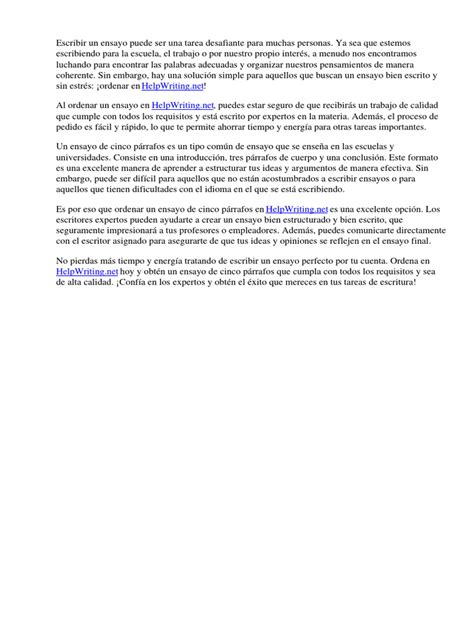 Ejemplo De Un Ensayo De Cinco Párrafos Pdf Scribd World Wide Web