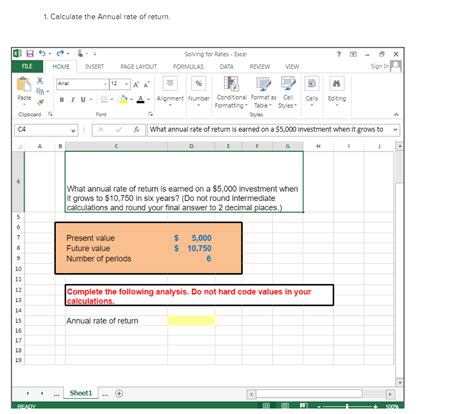 Solved 1 Calculate The Annual Rate Of Return 1 Chegg Com
