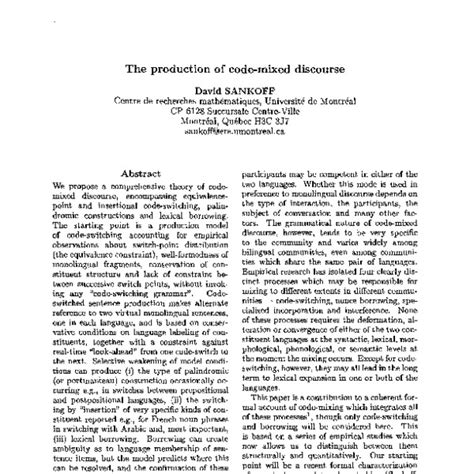 The Production Of Code Mixed Discourse Acl Anthology