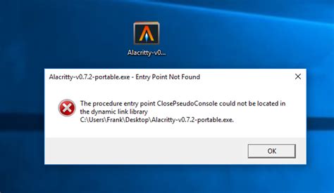 Alacritty Fails To Launch With Entry Point Not Found Error Issue