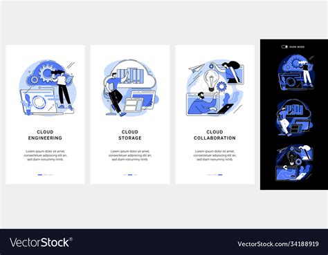Cloud Based Computing Mobile App Ui Kit Royalty Free Vector