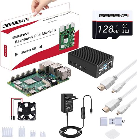 Geeekpi Raspberry Pi 4 8gb Starter Kit 128gb Edition Raspberry Pi 4 Passive Cooling Aluminum