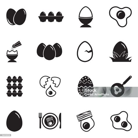 계란 아이콘입니다 블랙 플랫 디자인입니다 벡터 일러스트입니다 건강한 식생활에 대한 스톡 벡터 아트 및 기타 이미지 건강한 식생활 검은색 계란 노른자 Istock