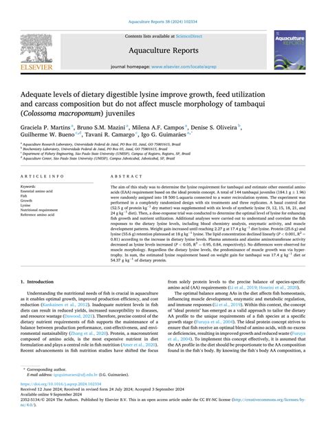 Pdf Adequate Levels Of Dietary Digestible Lysine Improve Growth Feed Utilization And Carcass