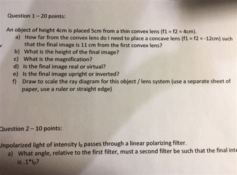 solved question 1 20 points an object of height 4cm is