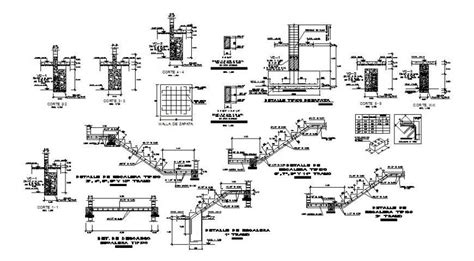 Column And Staircase Construction Detail 2d View Cad Construction Unit Layout File In Autocad Format