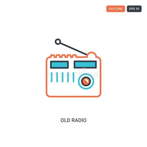2 Color Old Radio Concept Line Vector Icon Isolated Two Colored Old